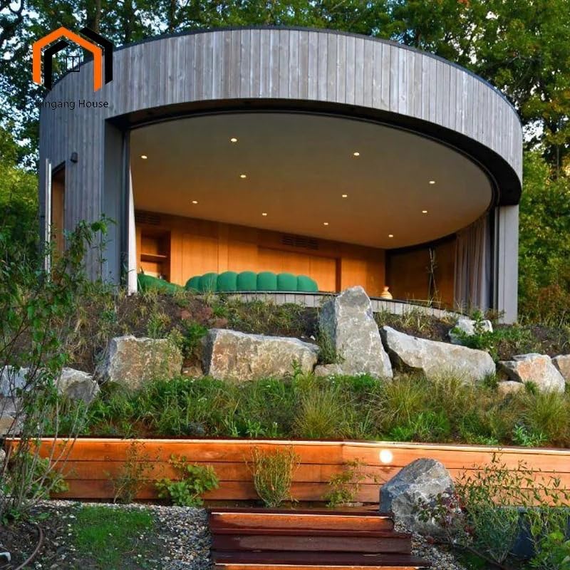 CPD35 Wooden Prefab Luxury Round House, 5000x5000x3500mm, 1 Bedroom, B ...